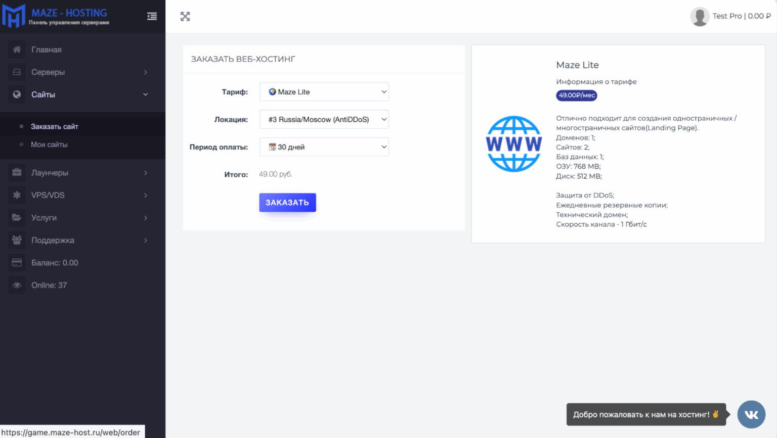 Maze Host: обзор хостинга для сайтов и игровых проектов